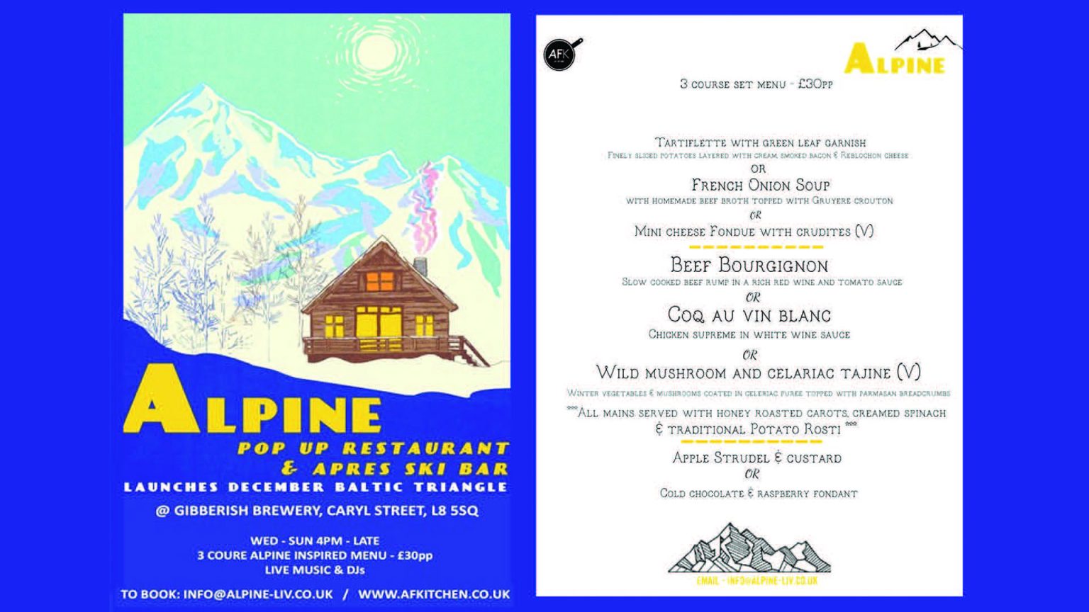 Alpine pop up restaurant & Apres ski bar - Downtown in Business